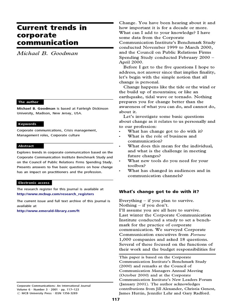 Current Trends in Corporate Communication | PDF | Public Relations ...