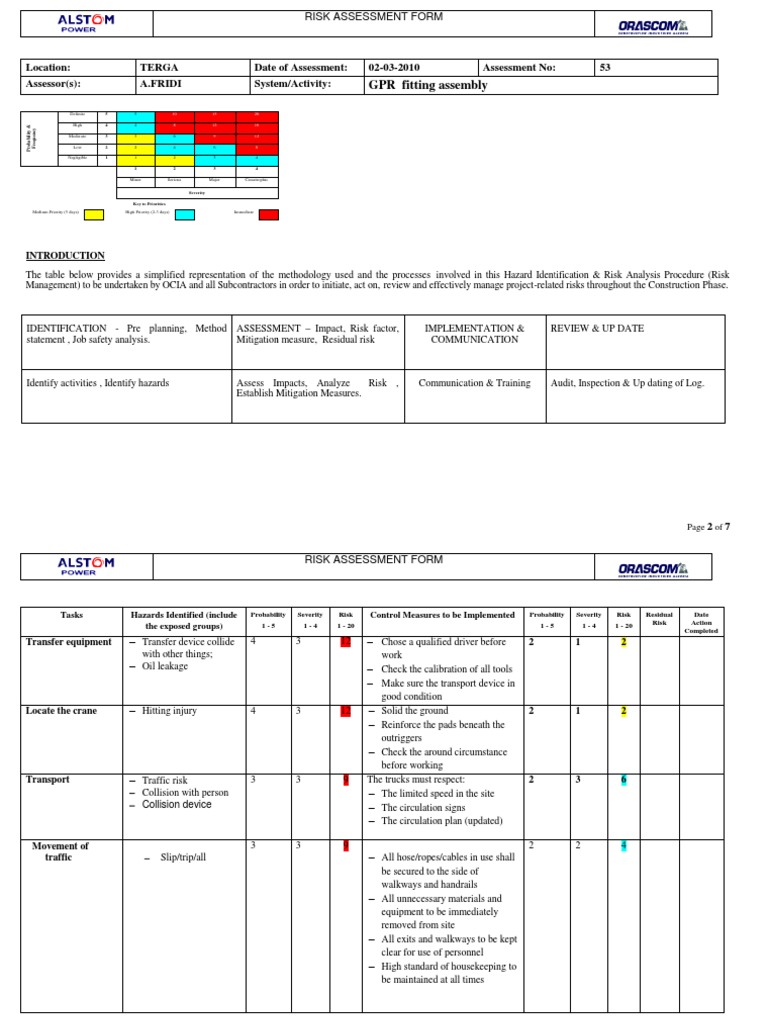 Risk Asses 53-GPR Fitting Assembly | PDF | Risk Management | Personal ...