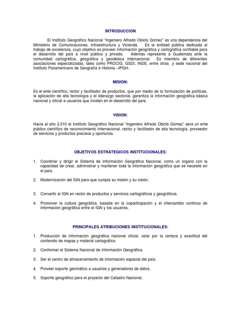 Información Geográfica del IGN Guatemala | PDF | Sistema de información ...