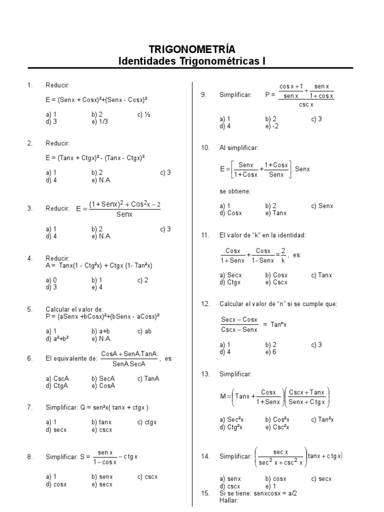 identidades trigonometricas