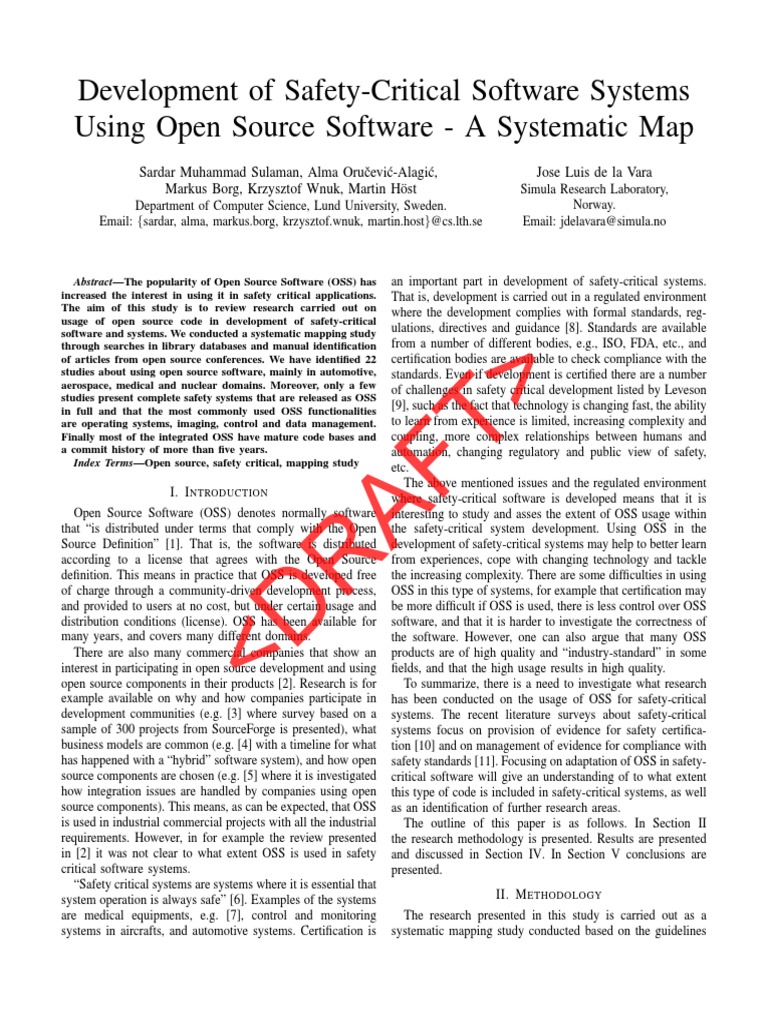 Development of Safety-Critical Software Systems Using Open Source ...