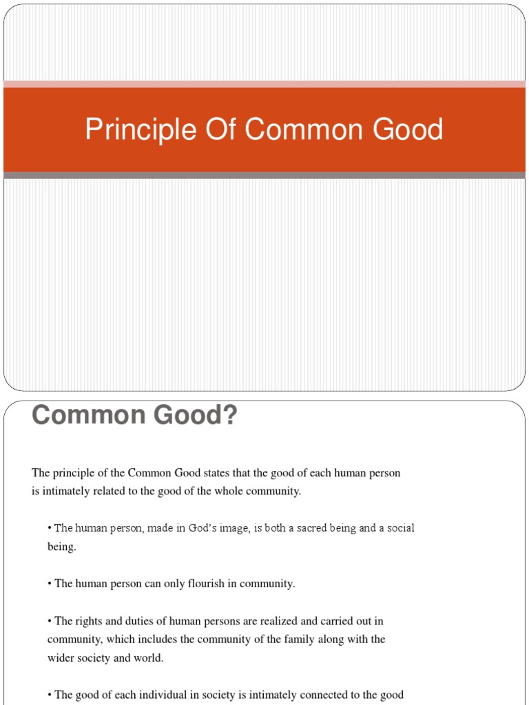 Principle of Common Good | PDF | Common Good | Utilitarianism