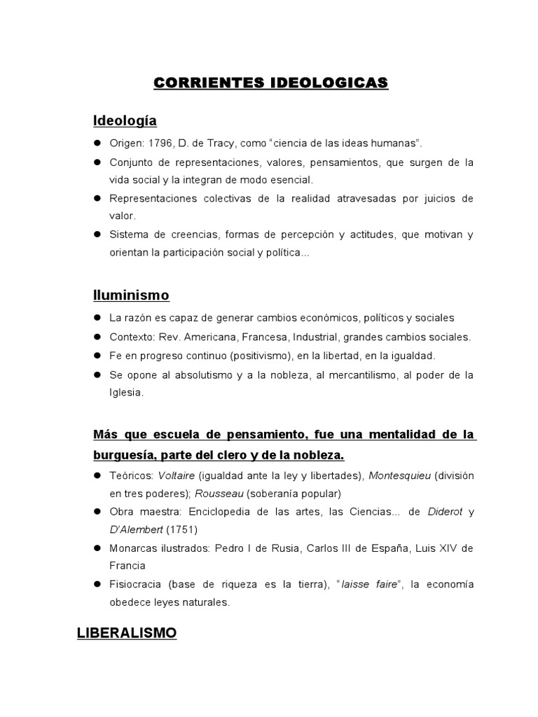Corrientes Ideologicas | PDF | Teorías sociológicas | Teorías políticas