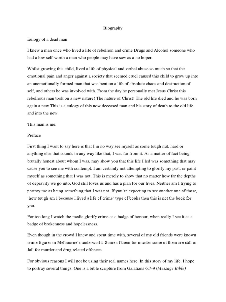 Eulogy of A Dead Man | PDF | Prayer | Self Esteem