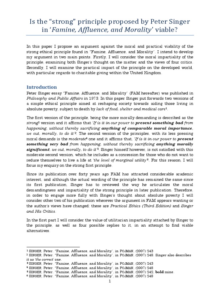 Ethics - On Peter Singer Poverty | PDF | Morality | Utilitarianism