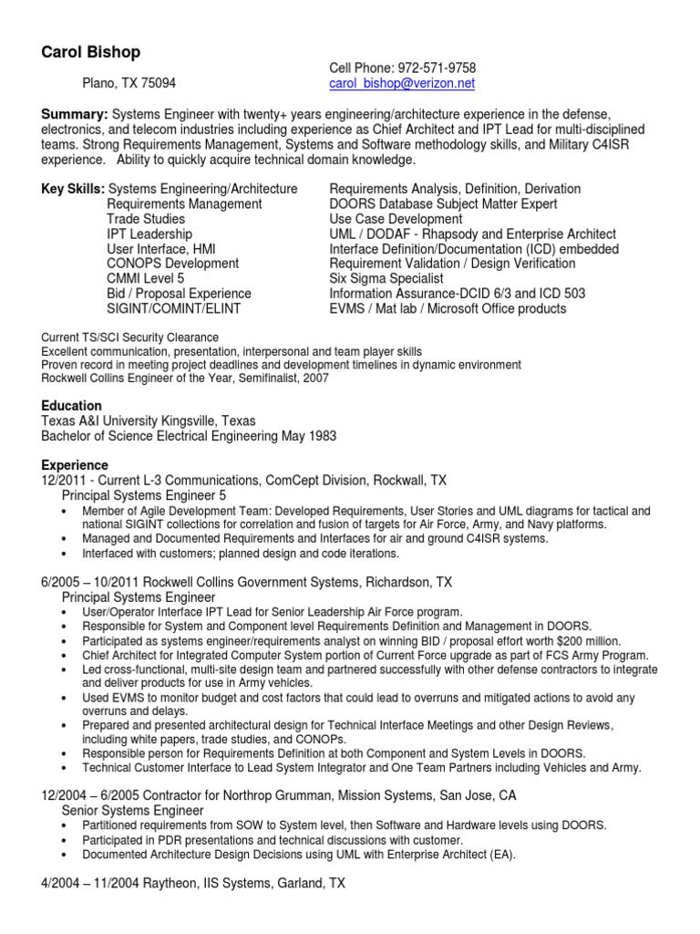 Carol Bishop: Principal Systems Engineer | PDF | Signals Intelligence ...