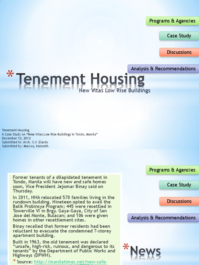 Tenement Housing | PDF | Affordable Housing | Public Housing