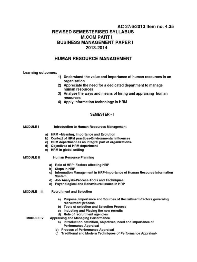First Year HRM | PDF | Human Resources | Human Resource Management