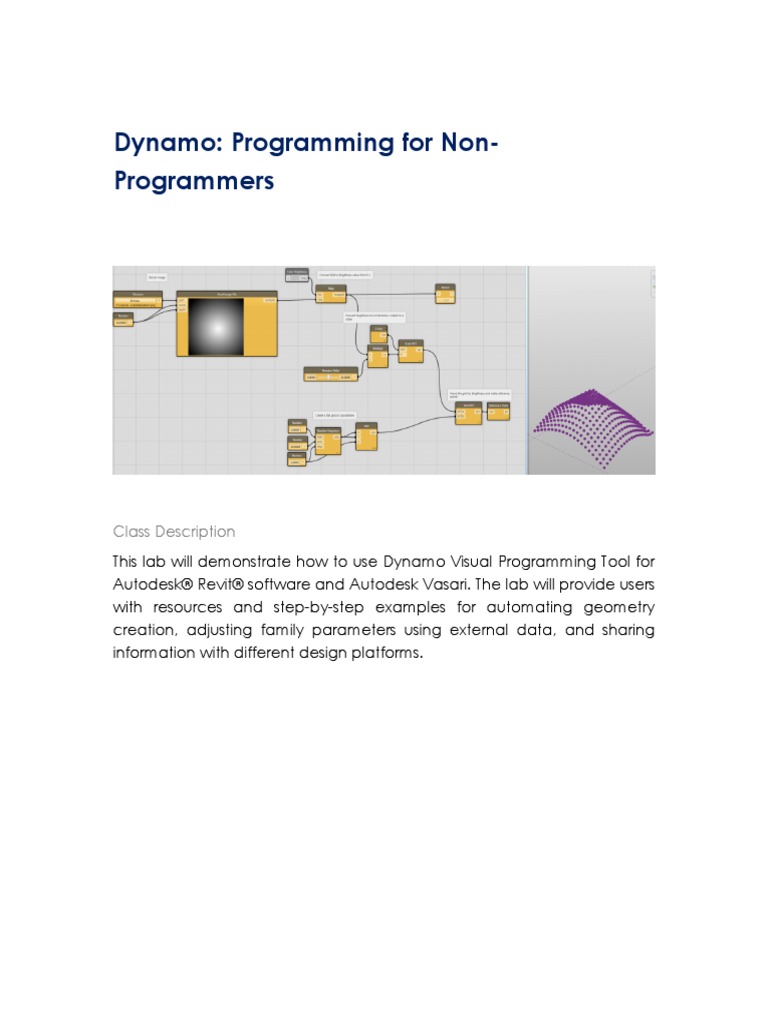 Dynamo-Programming For Non-Programmers | PDF | Autodesk Revit | Source Code