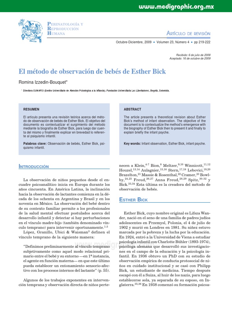 Método de Observación de Bebés Bick | PDF | Psicoanálisis | Psique ...