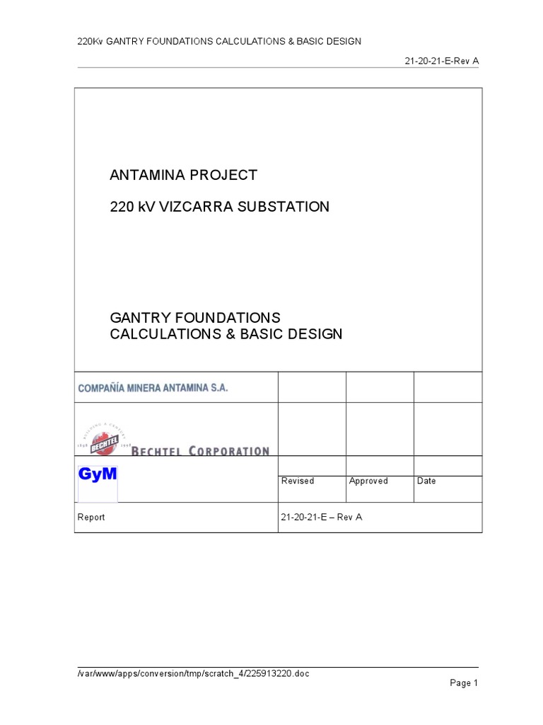 21-20-21-E Gantry Foundations Calculation & Basic Design | PDF ...