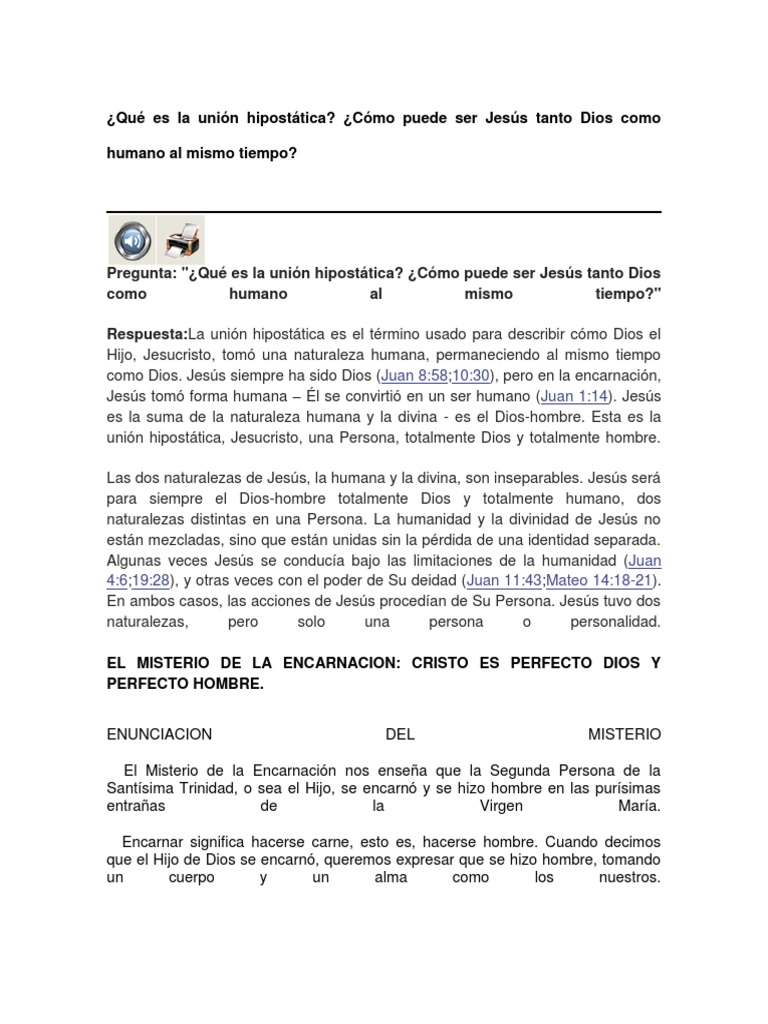 Qué Es La Unión Hipostática | PDF | Science | Conocimiento