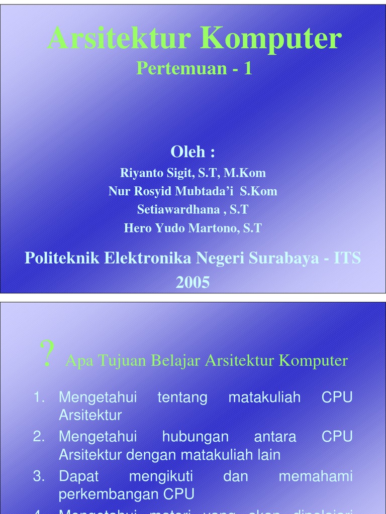 Arsitektur Komputer Pertemuan-01 | PDF