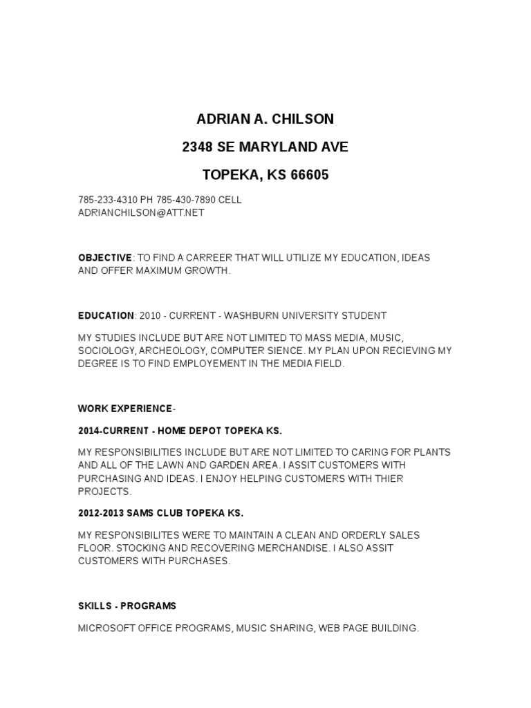 Adrian Chilson's Resume Overview | PDF