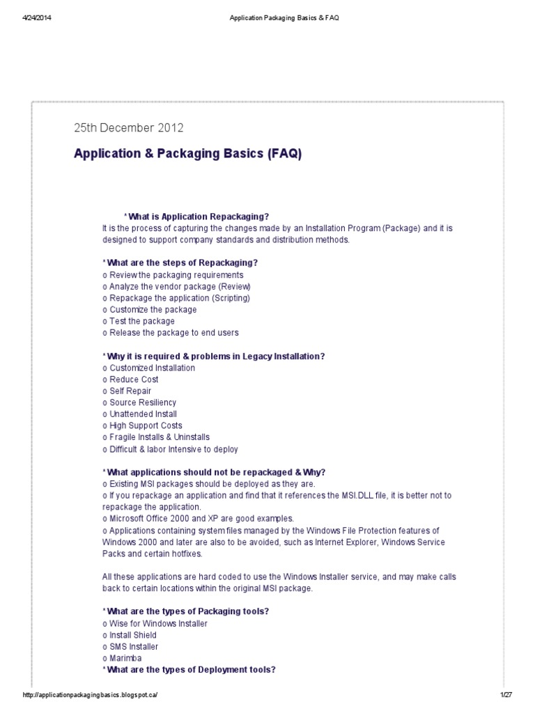 Application Packaging Basics & FAQ | PDF | Windows Registry ...