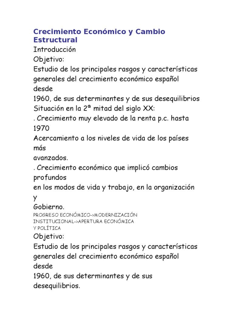Crecimiento Económico y Cambio Estructural | PDF | Crecimiento económico | Capital (economía)