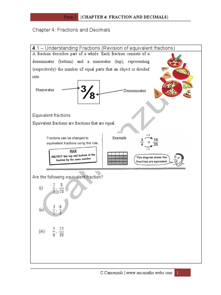 Understanding Fractions and Decimals | PDF | Fraction (Mathematics ...