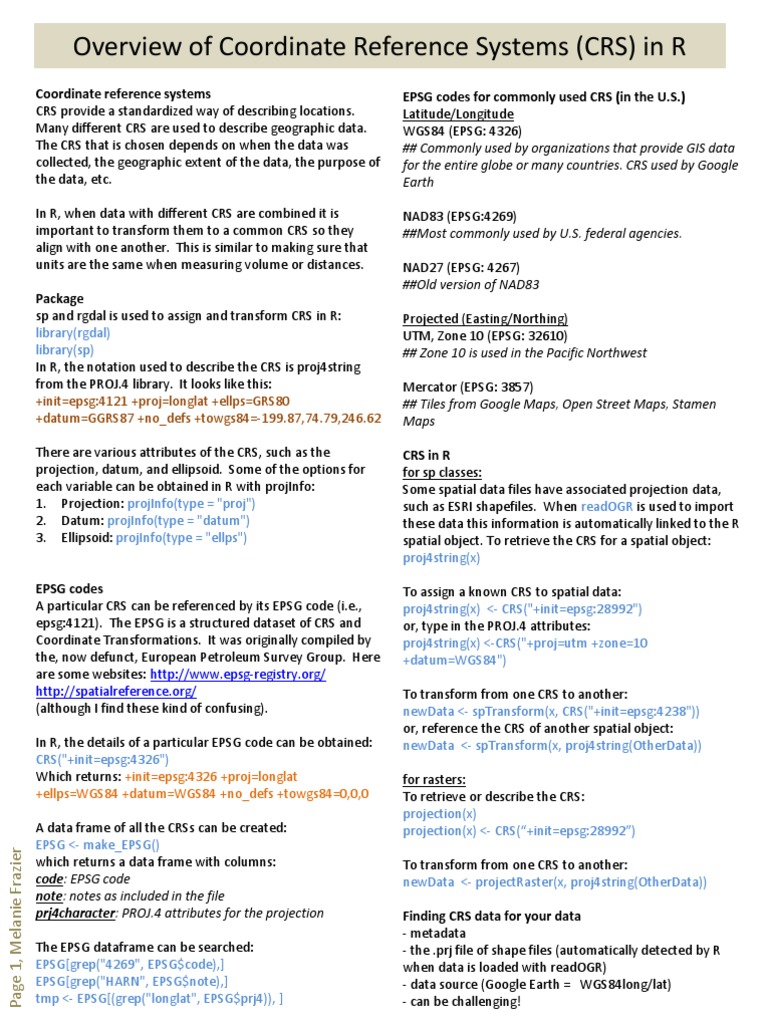 Overview Coordinate Reference Systems | PDF | Latitude | Geographical ...