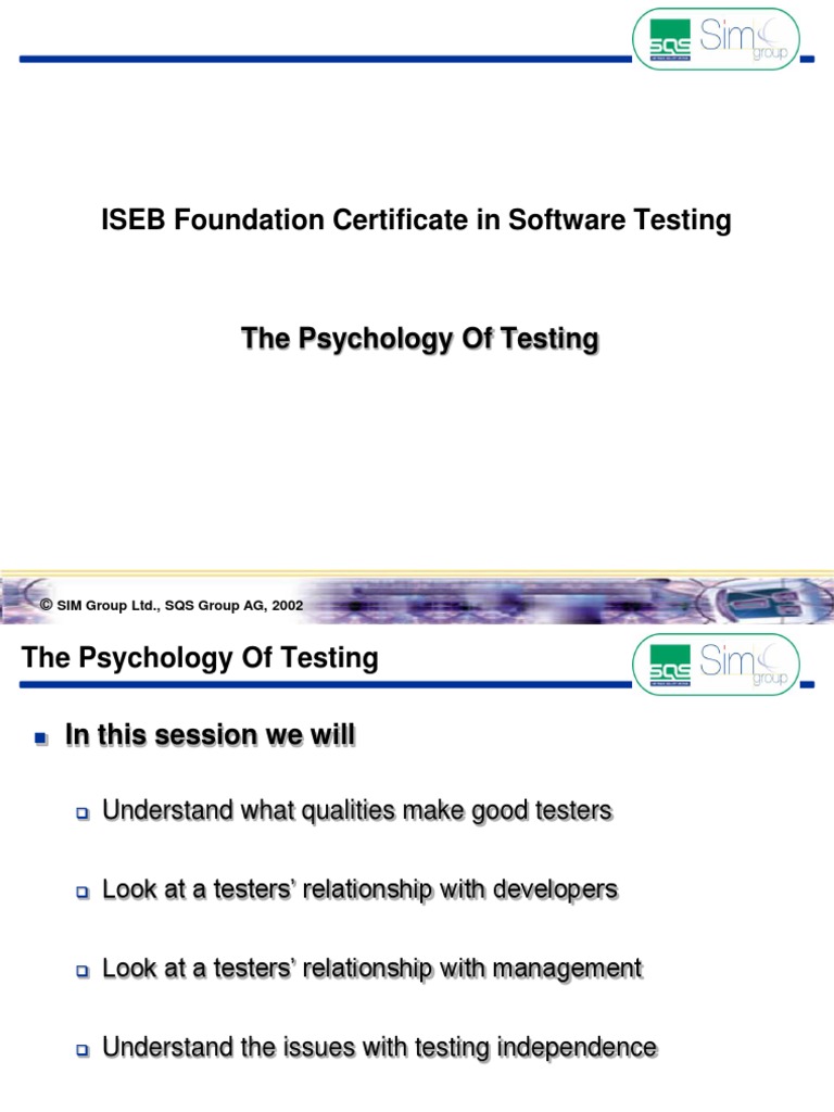 03 The Psychology of Testing (v2.4) | PDF | Software Testing | Psychology