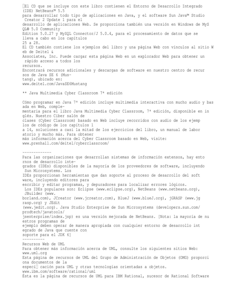 Como Programar en Java Deitel Septima Edicion NOTS | PDF | Lenguaje de ...