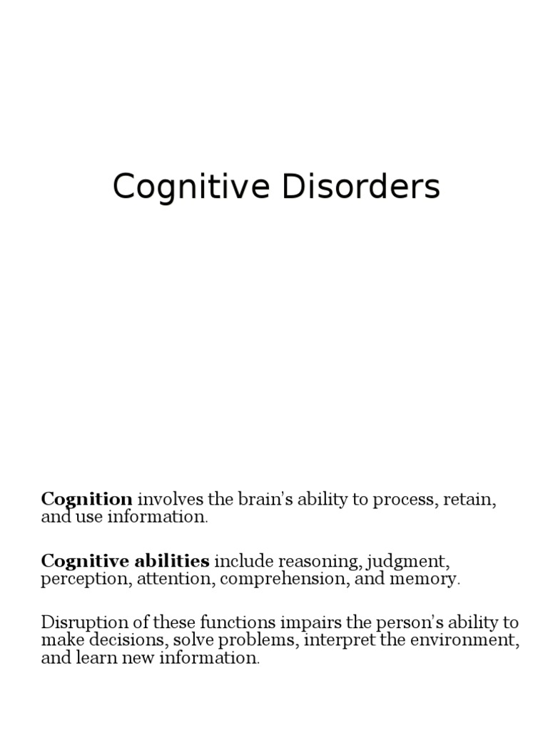 Cognitive Disorders | Dementia | Mental And Behavioural Disorders