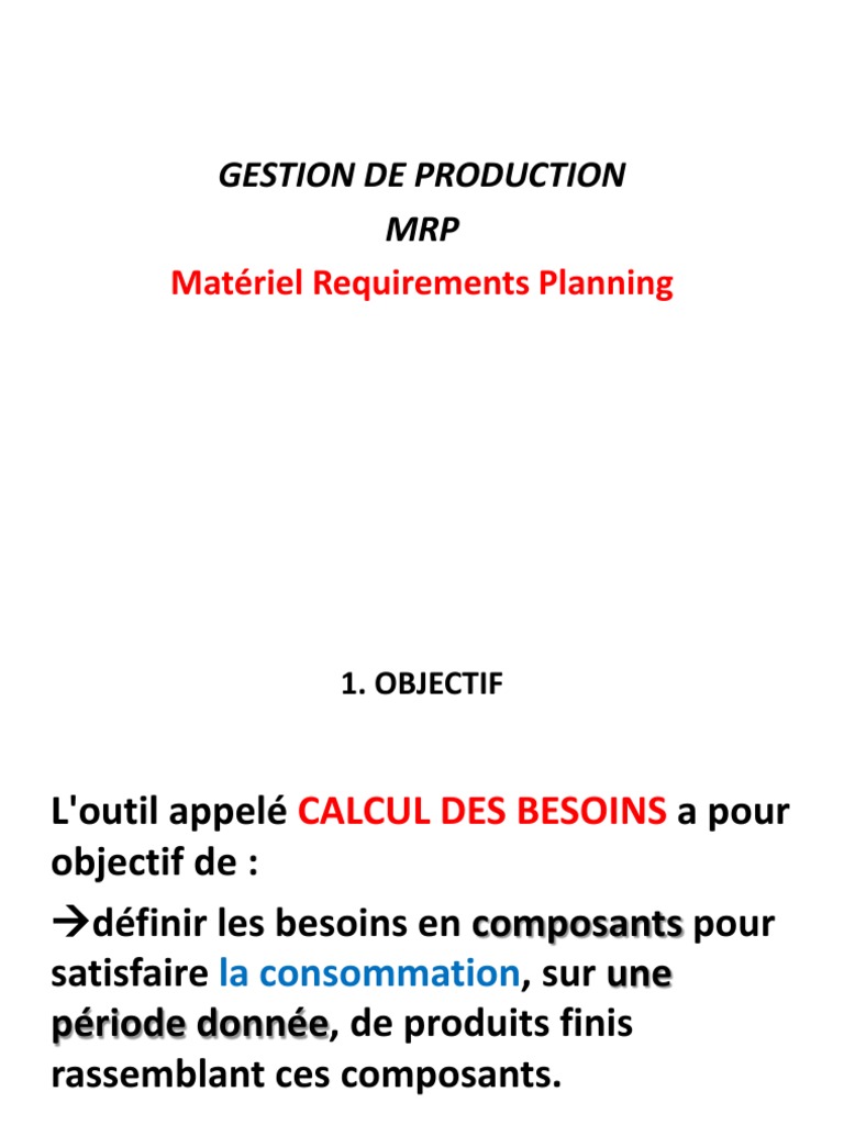 MRP | PDF | Production et fabrication | Informatique