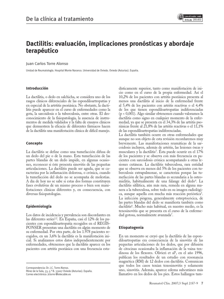 Dactilitis.pdf | Diagnostico medico | Pie