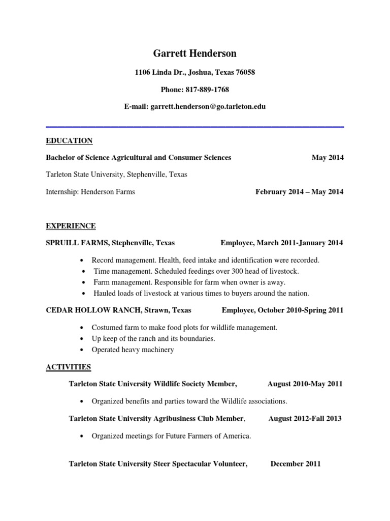 Garrett Henderson Resume | PDF | Wellness