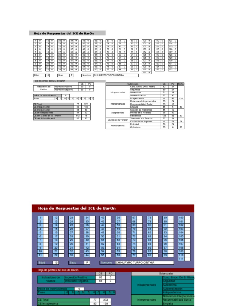 ICE de BARON1 Plantilla Test | PDF