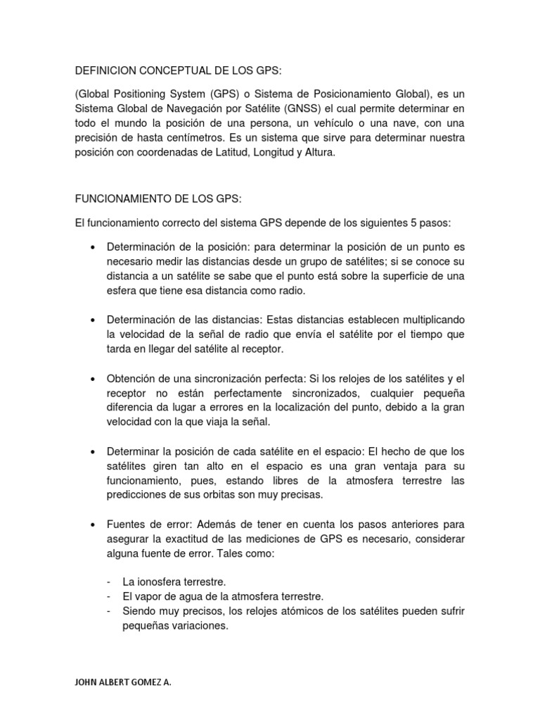 Definicion Conceptual de Los Gps | PDF | Sistema de Posicionamiento ...