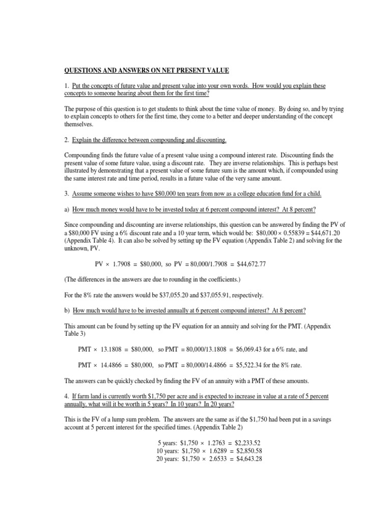 Questions and Answers | PDF | Net Present Value | Internal Rate Of Return