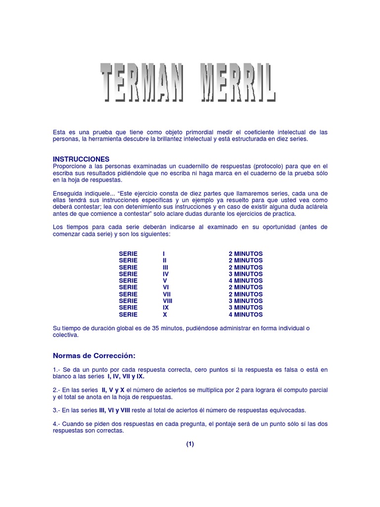 Terman Merril | Memoria | Lectura (proceso)