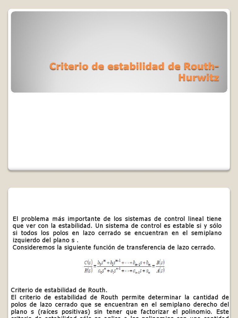 Criterio de Estabilidad de Routh-Hurwitz | PDF