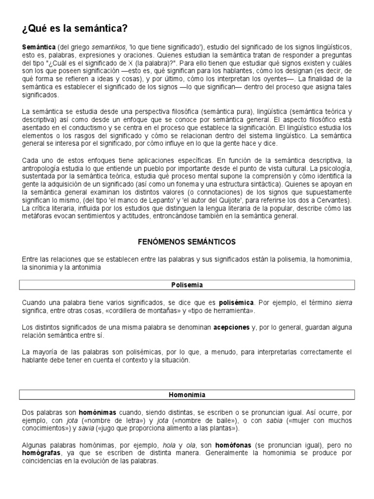 Introduccion A La Semantica | PDF | Semántica | Palabra