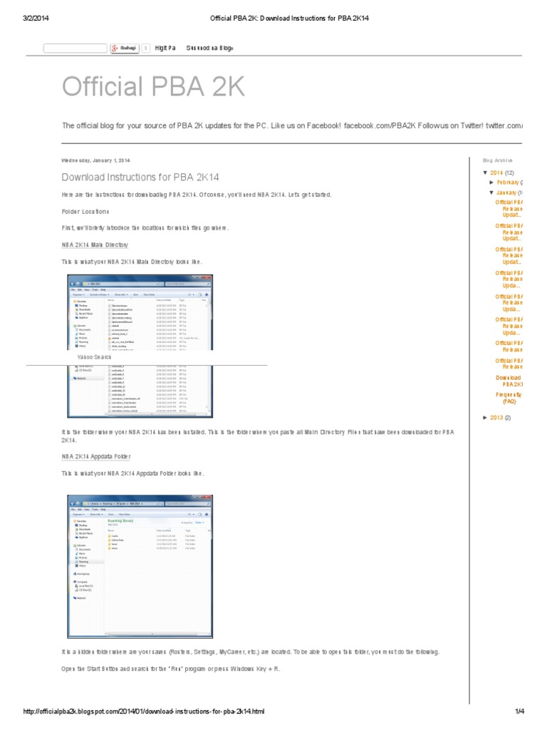 Official PBA 2K - Download Instructions For PBA 2K14 | PDF | Directory ...