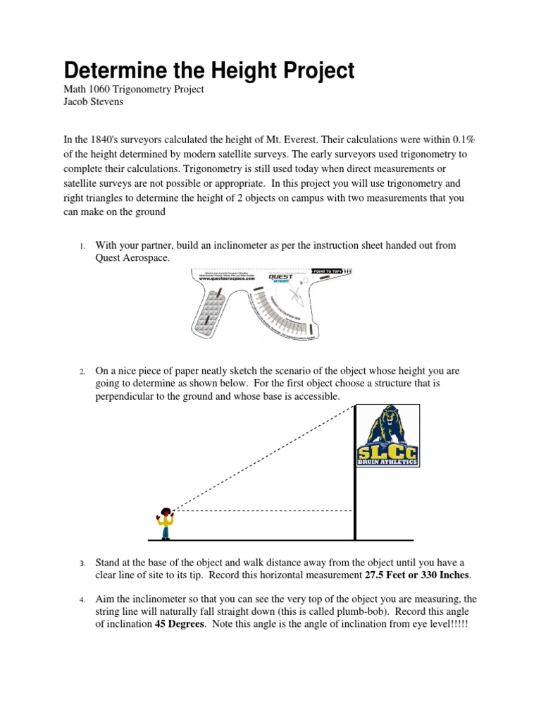Determine The Height Project | PDF | Surveying | Trigonometry