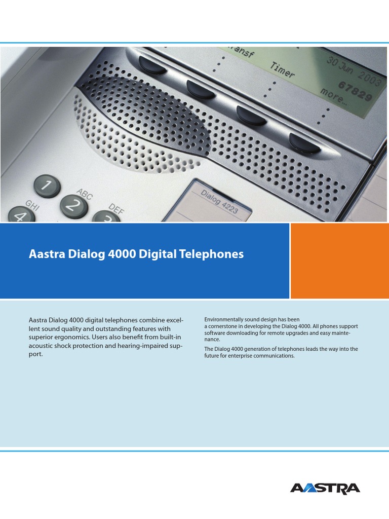 Aastra Dialog Digitalphones | PDF | Telephone | Telephone Exchange