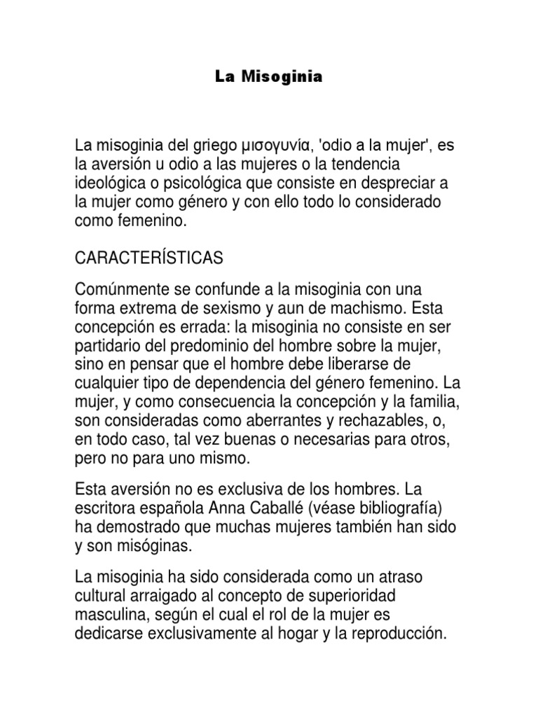 La Misoginia | Misoginia | Mujer