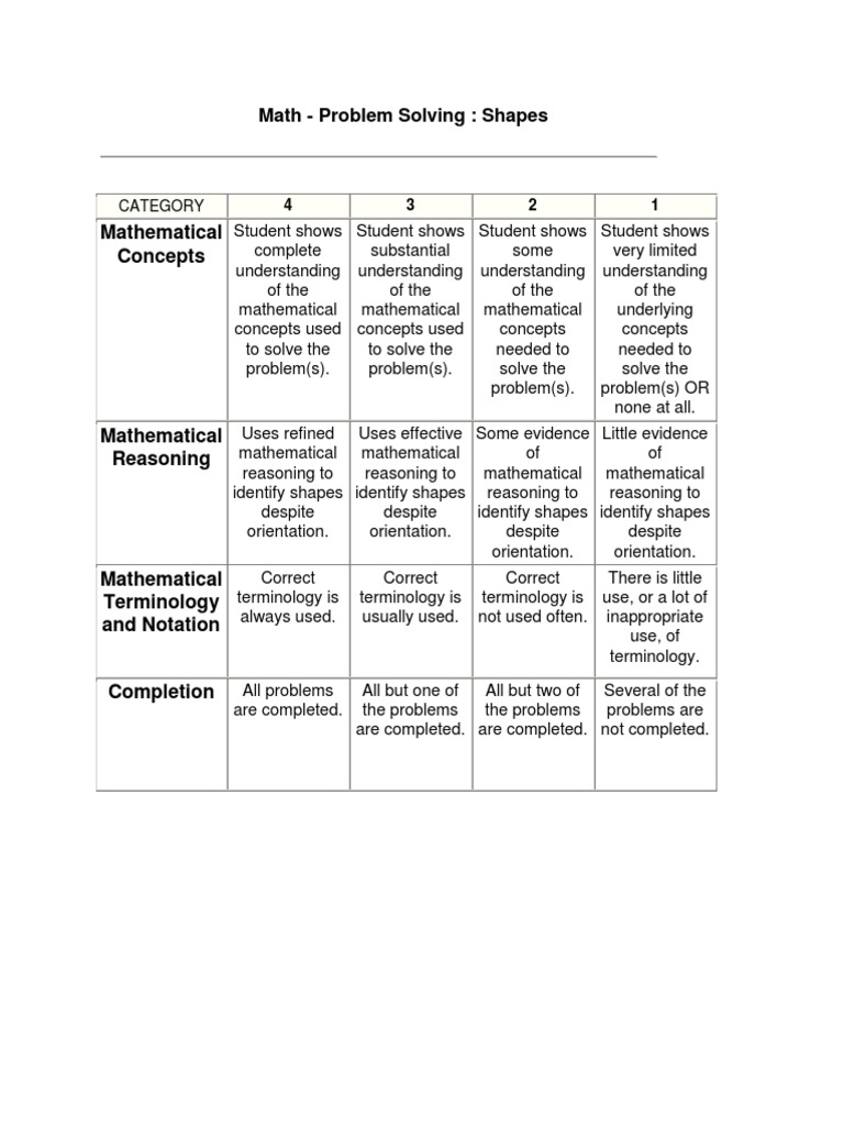 Math Problem Solving: Shapes Assessment | PDF