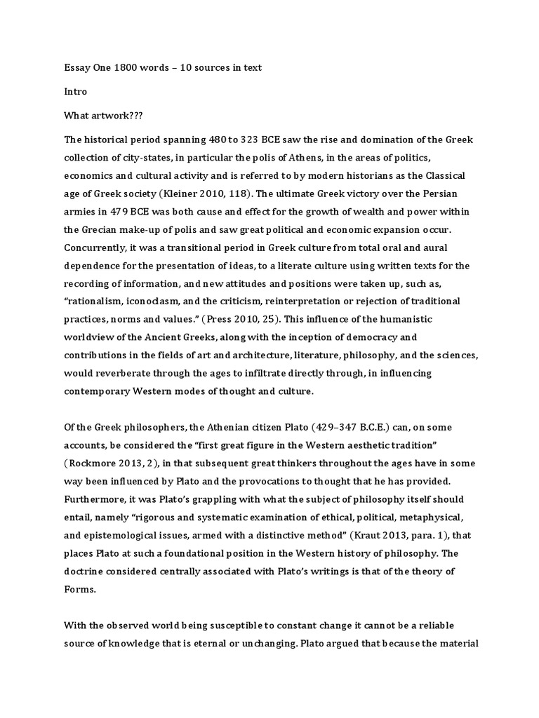 Essay On Plato | PDF | Object (Philosophy) | Plato