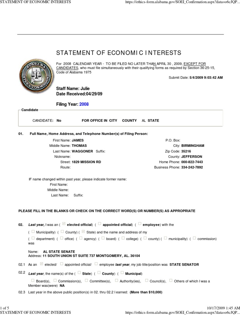 Statement of Economic Interests | Debt | Economies