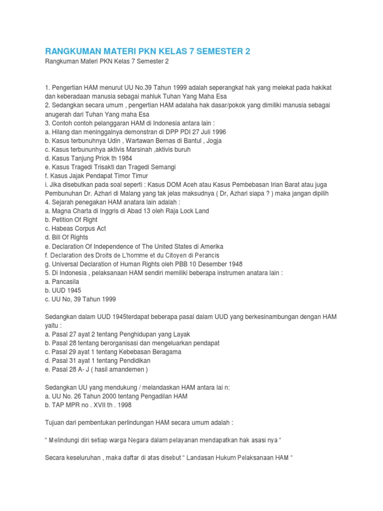 Rangkuman Materi Pkn Kelas 7 - Perumperindo.co.id