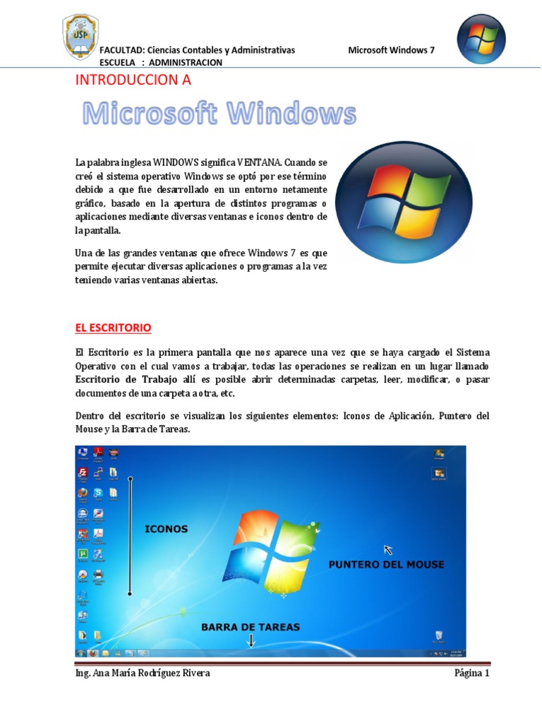 Introducción a Windows 7 | PDF | Ventana (informática) | Point and Click