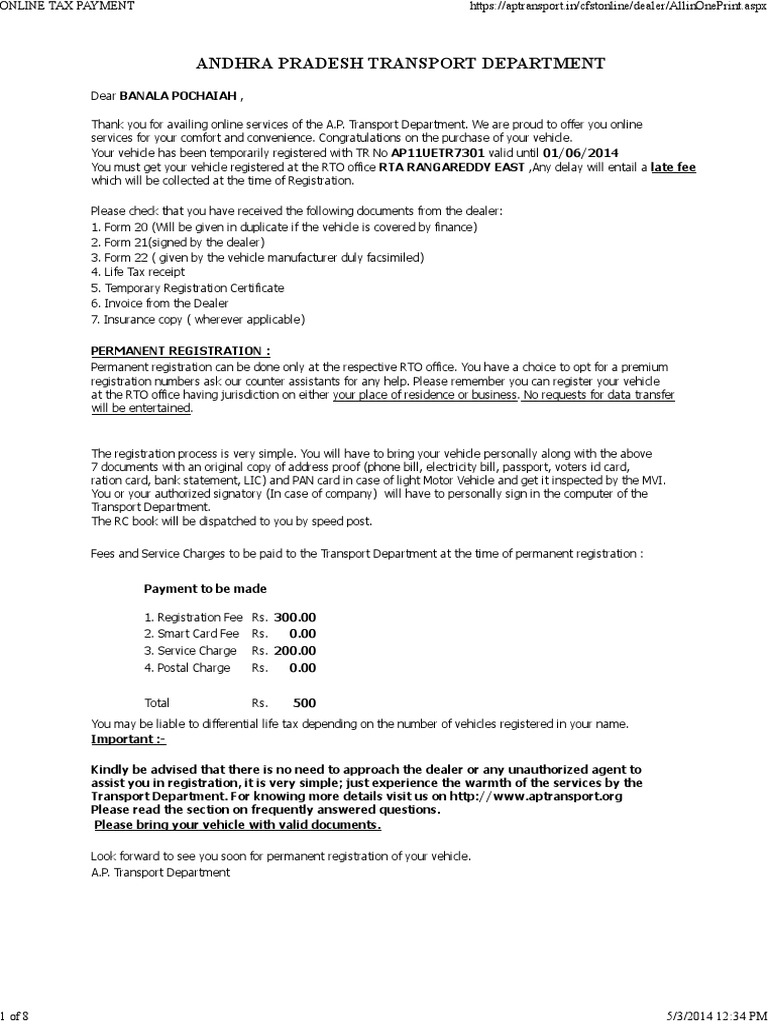 Rto Form 22 Fill Online, Printable, Fillable, Blank, 55% OFF