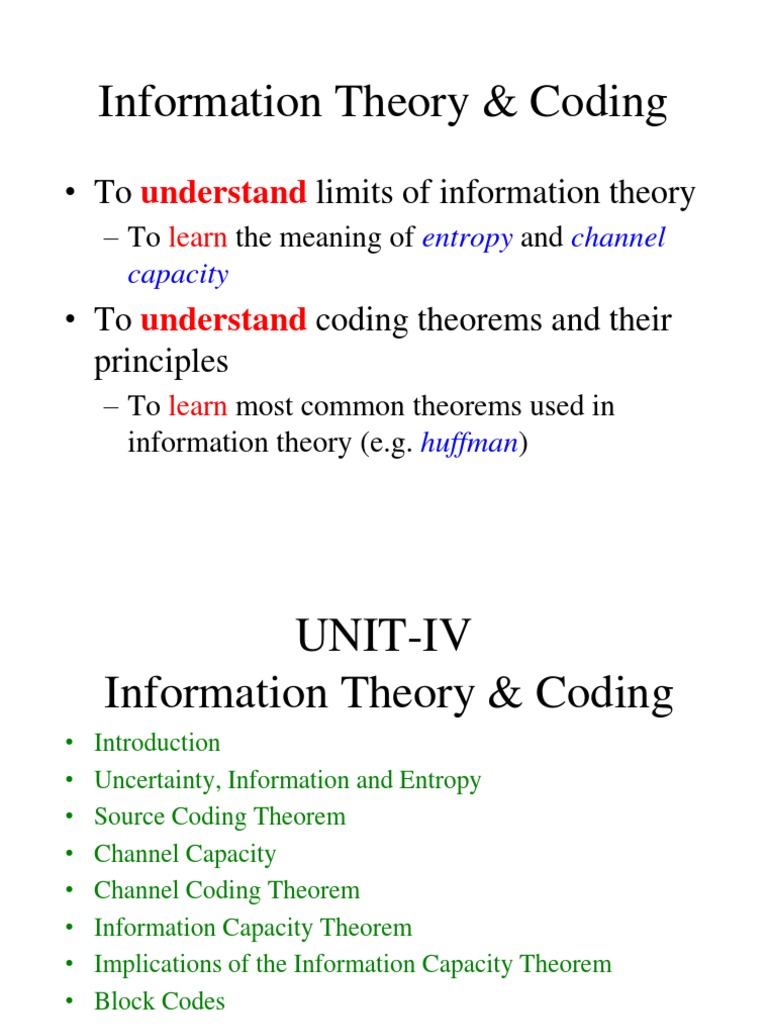 Information Theory & Coding: Understand | Download Free PDF | Discrete ...