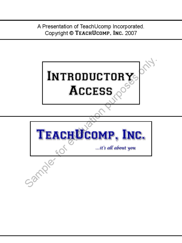 Introductory Access: Teachucomp, Inc | PDF | Microsoft Office | Databases