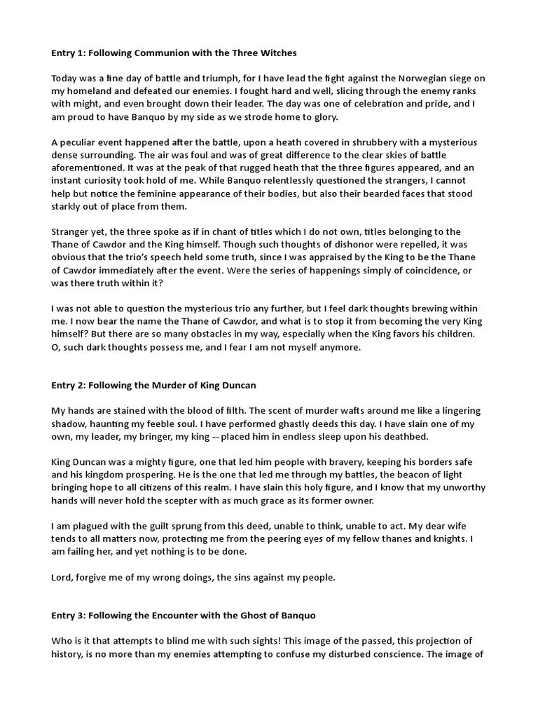 Macbeth S Diary | PDF