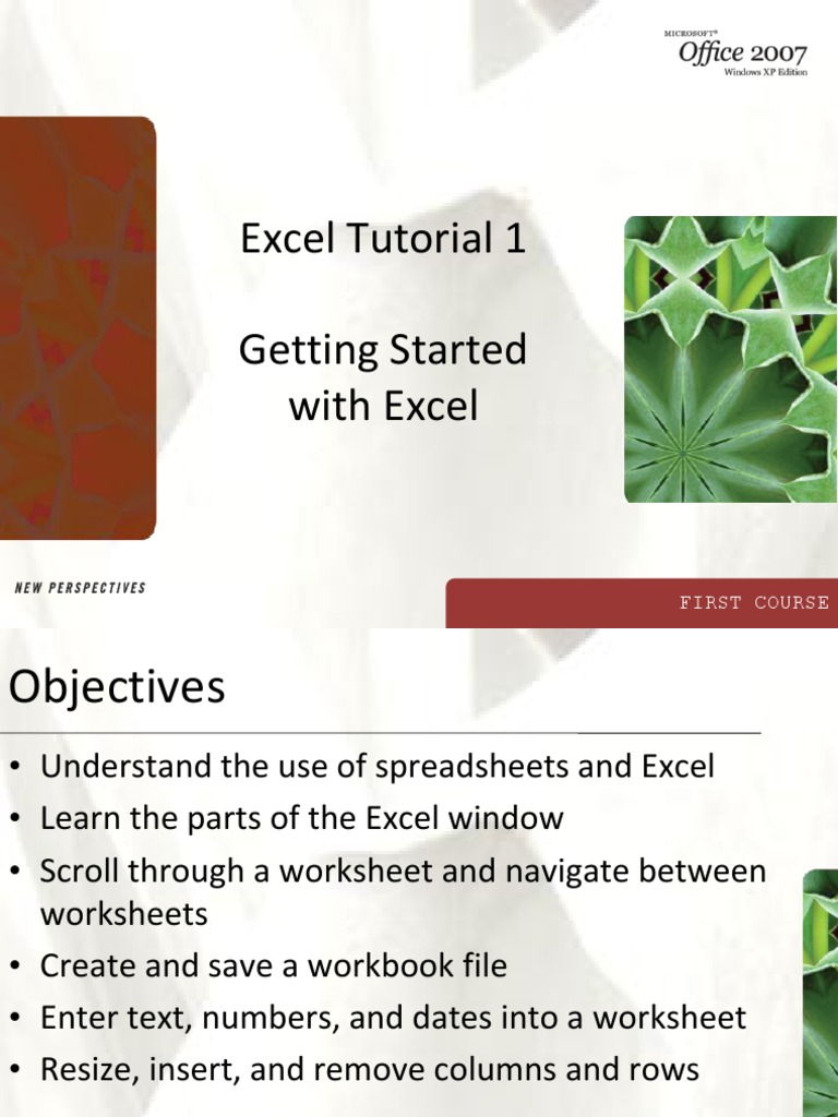 Excel Tutorial 1 Getting Started With Excel: First Course | PDF