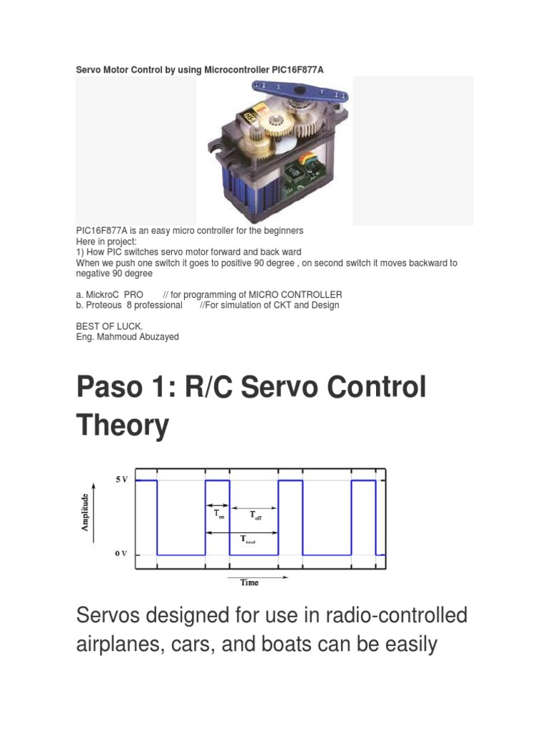 Servo Motor Control by Using Microcontroller PIC16F877A | PDF | Servomechanism | Microcontroller
