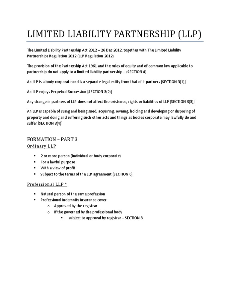 An Overview of Key Provisions Related to the Formation, Registration ...